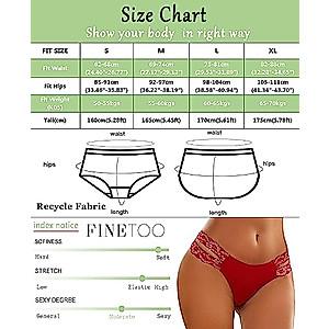 FINETOO Seamless Underwear for Women Cheeky Bikini Panties High Cut V-waist Lace Underwear Women Cute Bikinis 6 Pack