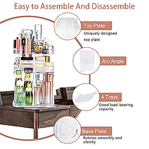 DreamGenius 360 Rotating Makeup Organizer, DIY Adjustable Makeup Carousel Spinning Holder Storage Rack, Large Capacity Make up Caddy Shelf Cosmetics Organizer Box, Best for Countertop, Square