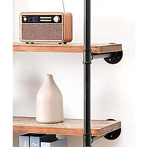 Industrial Wall Mounted Pipe Shelving,Rustic Metal Floating Shelves,Steampunk Real Wood Bookcases,DIY Bookshelf Hanging Shelves,Farmhouse Kitchen Bar Office Home Storage (4-Tier with 3 Boards,36in)