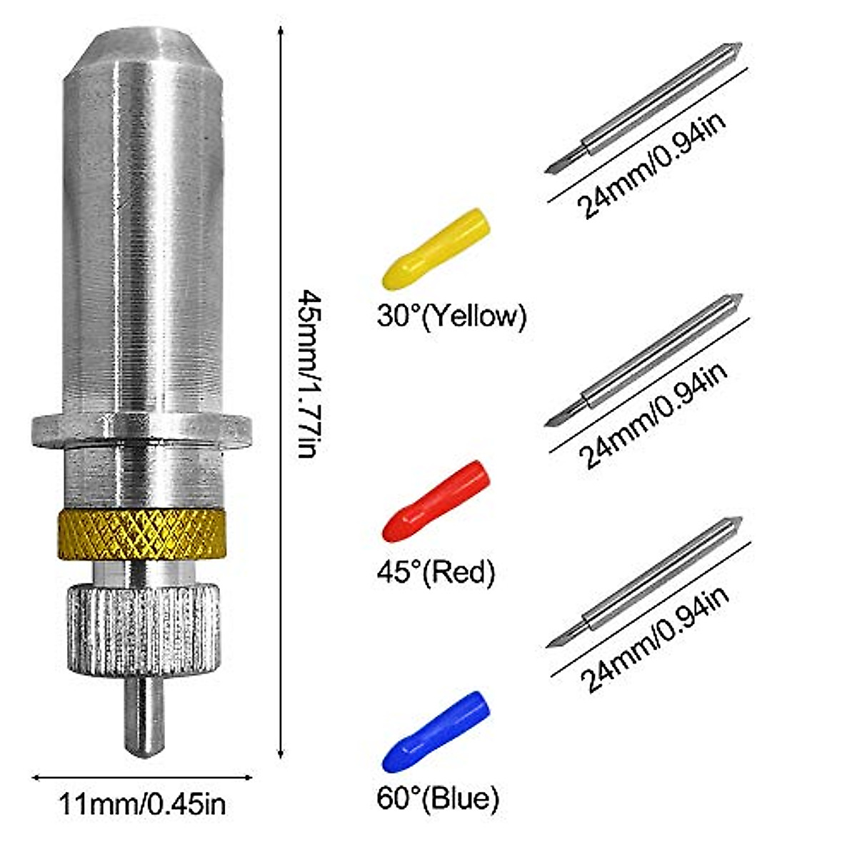 30 pcs (30/45/60 Degree) AFUNTA Blade Vinyl Cutter Plotter Cutting Blades for Roland & Most Domestic and Imported Plotter with Blade Holder Base