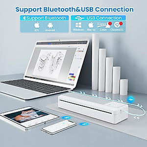 vretti Portable Printers Wireless for Travel, P83 inkless Printer with 304DPI, Portable Thermal Printer, Instant Printing, Inkless Printer for iOS&Android, Support 8.5" X 11" US Letter&Legal A4&B5