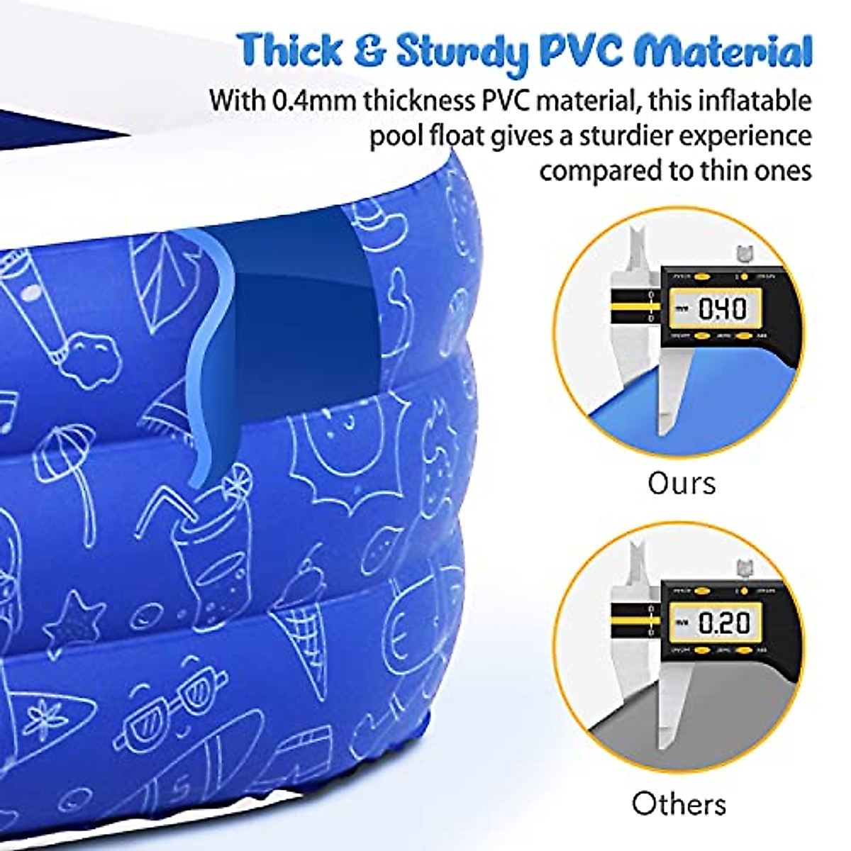 Inflatable Swimming Pool for Kids,120"x72"x22" Full-Sized Family Swim & Ball Pool for 2 3 4 5 Years Old Kids and Adults, Summer Swim Center for Garden and Backyard