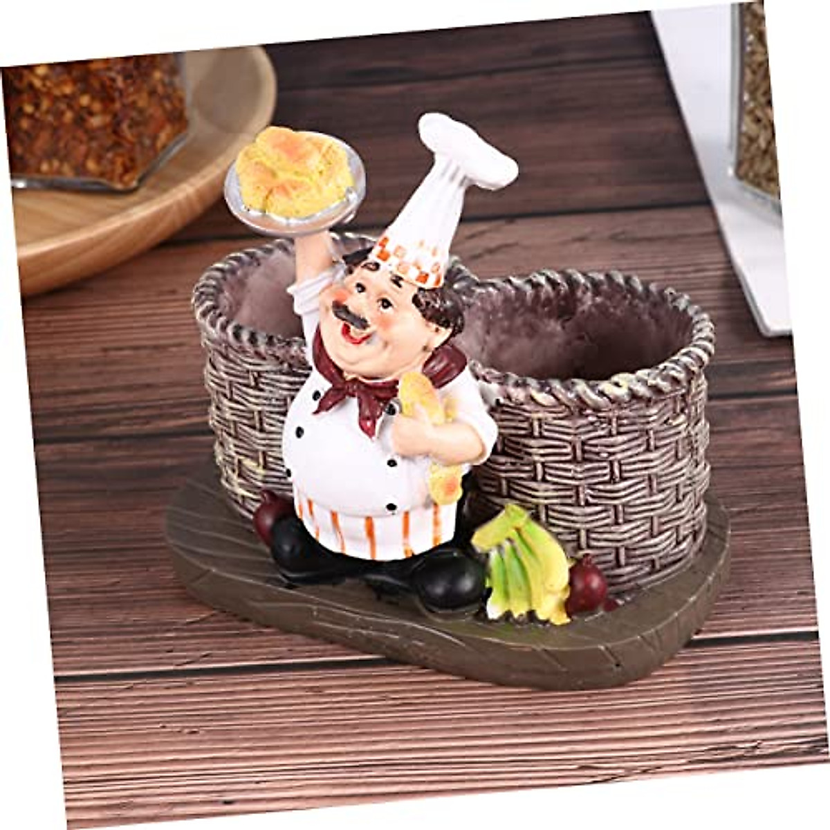 House Gifts 1pc Home Decorations Tv Stand Decor Kids Decor French Chef Figurine Salt and Pepper Shaker Kitchen Chef Ornament Resin Cook Sculpture Chef Statue Wine Cabinet Gift 3d