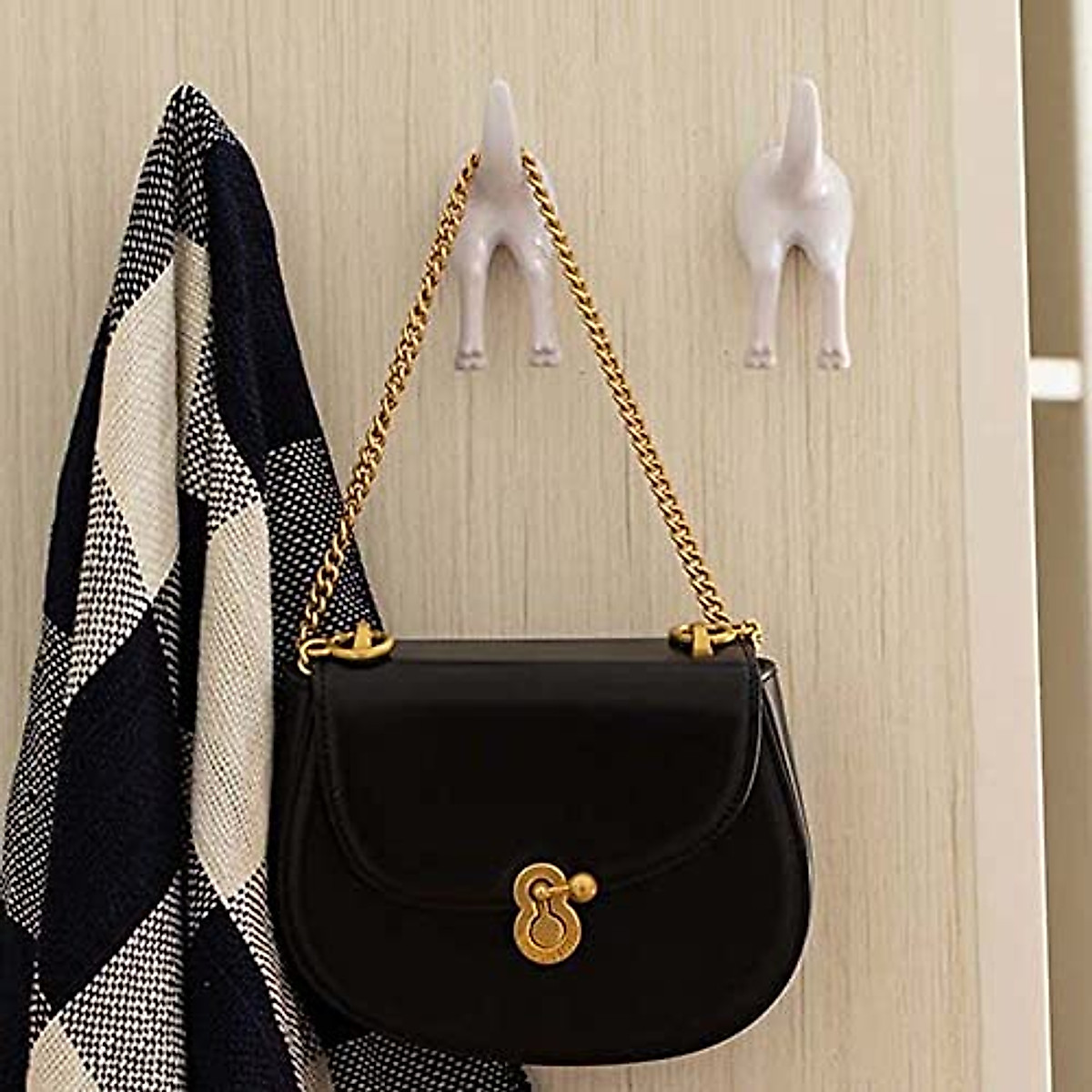 Dog Tail Hooks, Plastic Wall-Mounted Hat Hanger Hooks,Cute Towel Hooks, for Hanging Coats,Bags,Key,Purse,Dog Leash(Black)