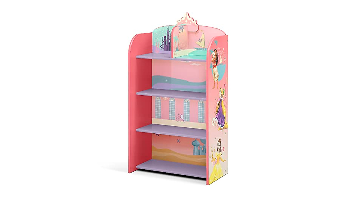 Disney Princess Wooden Bookcase & Playhouse for Kids | 4-Shelf
