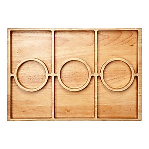 Spiretro Wood Serving Board, Small Sectioned Fruit Snack Platter, Food, Charcuterie, Dessert, Vegetable Appetizer Serving Tray, Cheese Board, Decorative Party Charger Plate,16.5” x 11” _Beige