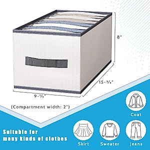 Bosuelife 3 Pack Wardrobe Clothes Organizer for Jeans Sized 0-10, 8 Compartments Waterproof Mesh Closet Organizer, Dimension 15-3/4" x 9-1/2"x 8" (Compartment width: 2")