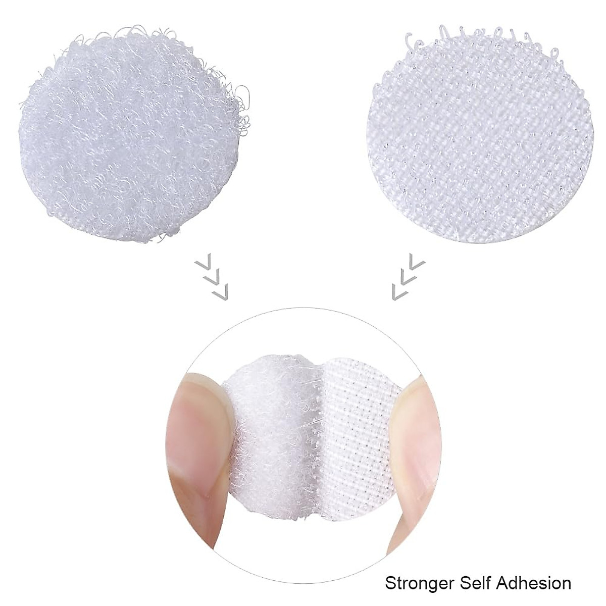 Self Adhesive Dots, 1000Pcs(500 Pair Set) 0.59 Inch / 15mm Diameter Hook and Loop Dots Tape, 15mm Nylon Sticky Back Coins, Suitable for Classroom, Office, Home, White