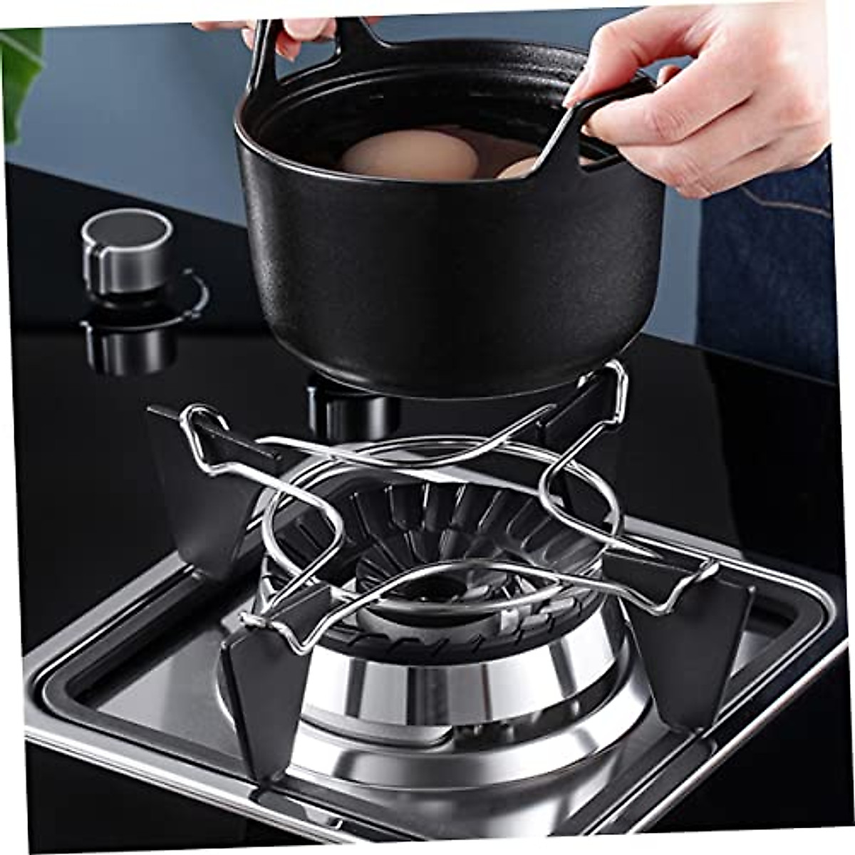 Anneome 2pcs Gas Stove Bracket Ring Accessories Gas Furnaces for Homes Stainless Steel Wok Pan Holder Stand Gas Oven Burner Grate Steamer Rack Kitchen Gadgets Stove Racks Round Pot Racks