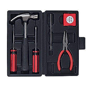 Stalwart - 75-HT1007 Household Hand Tools, Tool Set - 6 Piece by , Set Includes – Hammer, Screwdriver Set, Pliers (Tool Kit for the Home, Office, or Car) Black