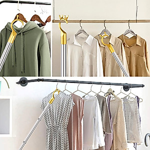 Cagaloi clothes hook pole，56inch adjustable extension pole.High Reach Garment Hook for Hanging Clothes Light and Plants Made of stainless steel, the pole is strong yet lightweight with a sponge handle