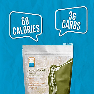 Sea Tangle Kelp Noodles (12oz) - Pack of 6 - Low Calorie Asian Noodles for Healthy Noodle Dishes - Gluten Free, Keto Noodle Sub for Rice Noodles, Glass Noodles, Pad Thai Noodles, Vermicelli