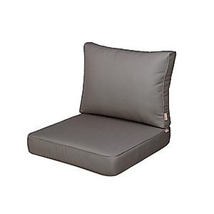 UIXE Outdoor Deep Seat Cushion Set with Sunbrella Slipcovers, Patio Furniture Cushions & Back Pad, Water-Resistant Outdoor Cushion Covers Backyard Sectional Sofa Cushions for Bistro Chair - Coffee