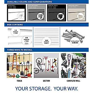 PROSLAT Garage Storage PVC Slatwall Panels - 2 Packs of 8 ft. x 4 ft. Sections (20 Single slats which Make up 64 sq.ft Once Installed) (Charcoal) (Dark Gray)