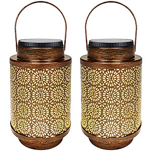Y YUEGANG Solar Lanterns Outdoor Waterproof, Solar Hanging Lanterns Outdoor for Patio, Solar Lights for Home and Garden Decor Clearance, Solar-Powered Decorative Lanterns, 2 Pack (2021 New Version)