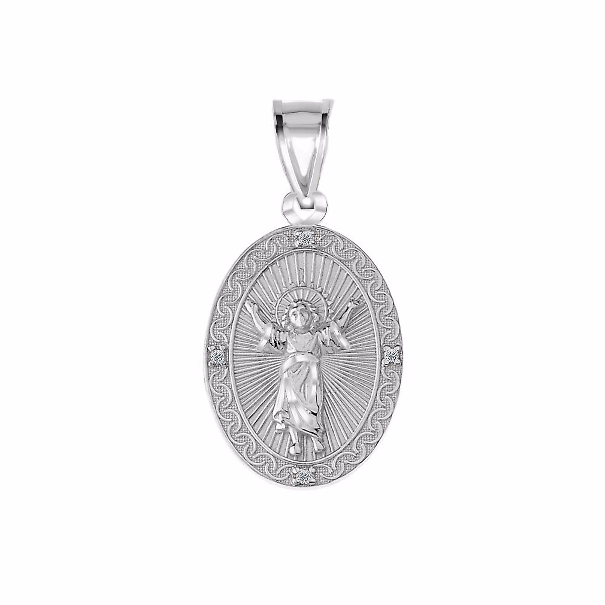 Fine 925 Sterling Silver Cubic Zirconia Divine Child Divino Niño Jesús Medal Pendant