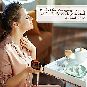 Tanlade 100 Pcs 4 oz Amber Plastic Cosmetic Jars with Lids Empty Leak Proof Container Round Airtight Refillable Cosmetic Jars for Cream, Lotion, Powder, Ointment, Beauty Products Travel Storage