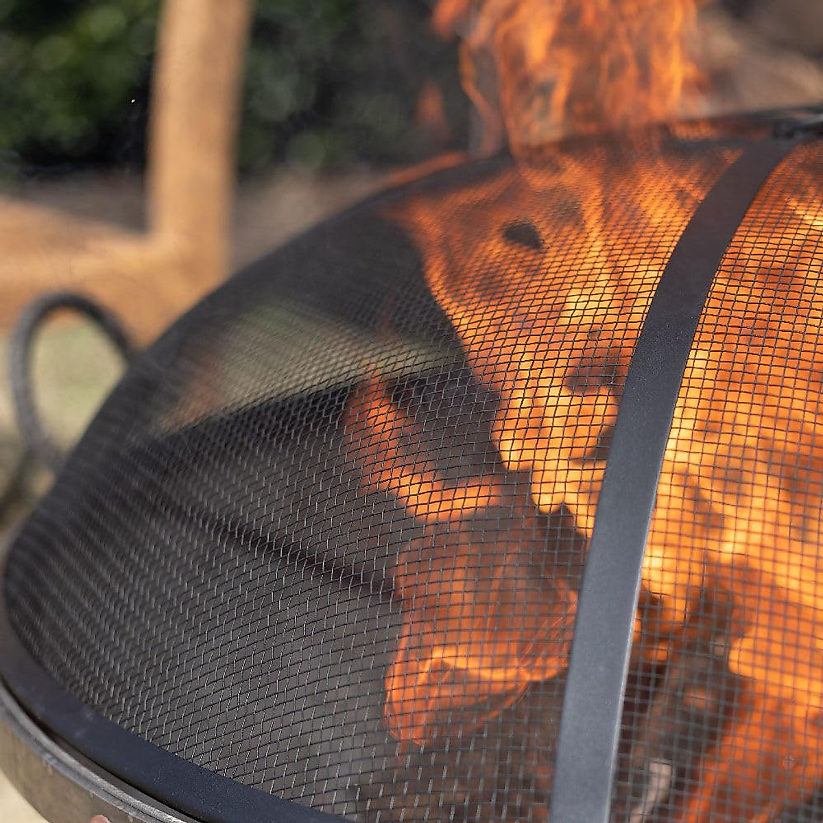 Titan Great Outdoors Hemisphere Fire Pit with Screen and Poker 32" Cast Iron