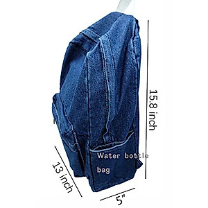 YunZh Denim Backpack Casual Style Lightweight Jeans Backpacks Classic Retro Travel Daypack