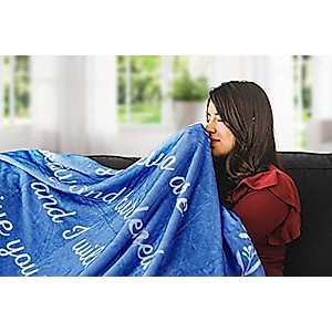 Scripture Blanket Soft Prayer Blanket with God's Promise from Matthew 11:28 - Blue 50"x65" Inspirational Blanket - Lightweight Flannel Fleece Bible Verse Blanket