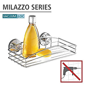 WENKO 20883100 Vacuum-Loc wall shelf - fixing without drilling, Steel, 10.2 x 2.6 x 5.5 inch, Chrome