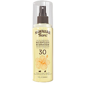 Hawaiian Tropic Weightless Hydration Dry Oil Sunscreen Mist SPF 30, 5oz | Sunscreen Oil, Dry Oil Sunscreen Spray, Hawaiian Tropic Sunscreen SPF 30, Oxybenzone Free Sunscreen, 5oz
