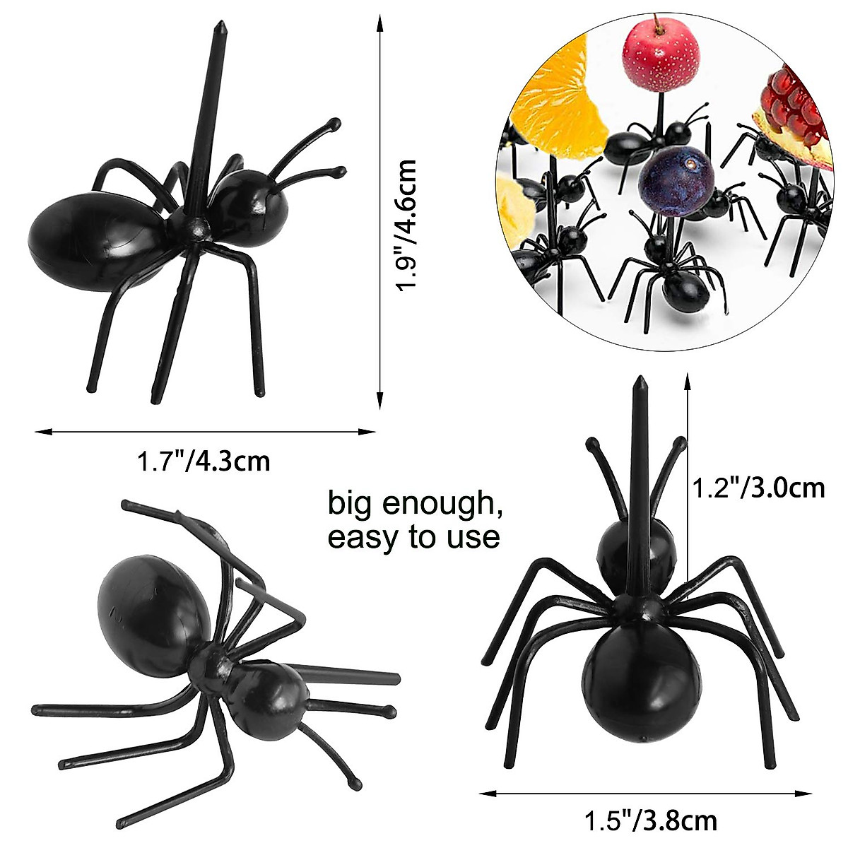 [24 Pack] Ant Food Picks Reusable Fruit Dessert Fork - Pinowu Ant Toothpicks Animal Appetizer Forks for Snack Cake Dessert with Gift Box