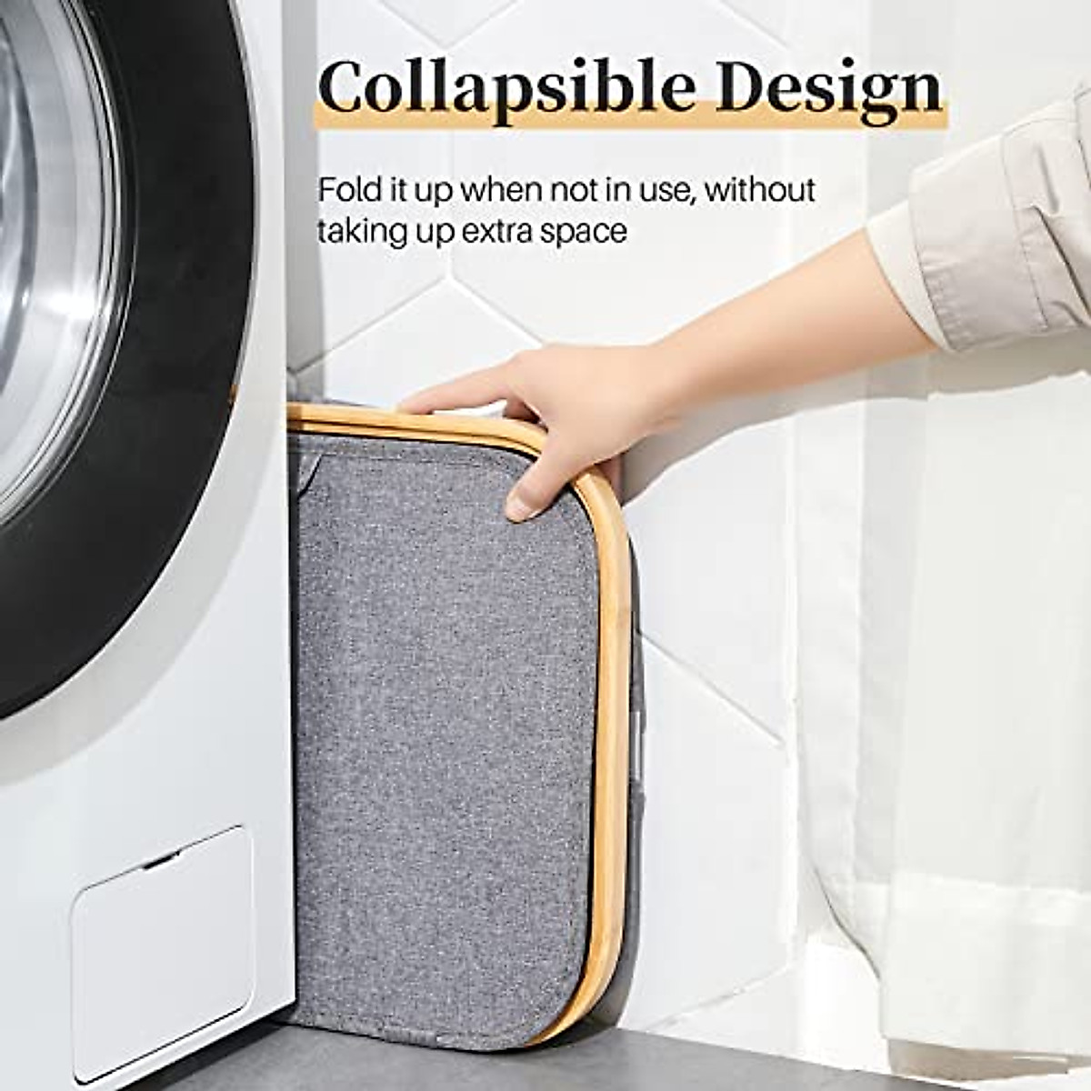 Grey Laundry Hamper with Lid, 100L Large Laundry Basket, Clothes Hamper with Clear Window Visible, Removeable Laundry Bags for Bathroom Bedroom Home, Toy Organizer, Laundry Room