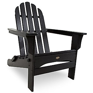 Trex Outdoor Furniture by Polywood TXA53CB Cape Cod Folding Adirondack Chair, Charcoal Black