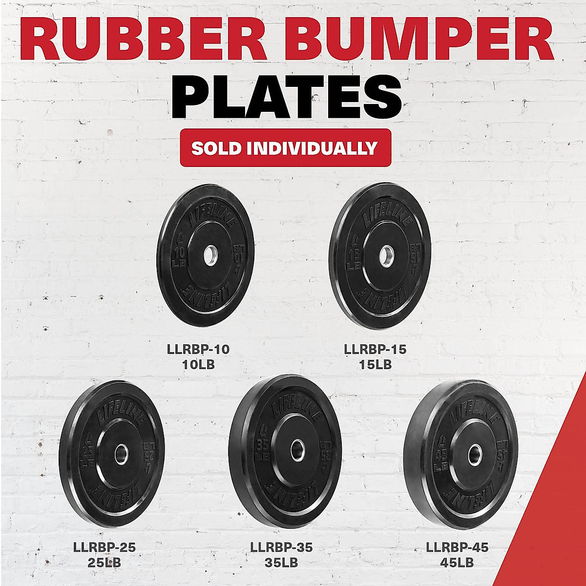 Lifeline Rubber Bumper Plate - Multiple Weight Options ,15 LBS