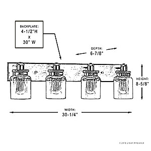Urban Ambiance Luxury Modern Farmhouse Bathroom Vanity Light, Large Size: 8.625" H x 30.25" W, with Industrial Style Elements, Brushed Nickel Finish, UHP2144 from The Bridgeport Collection