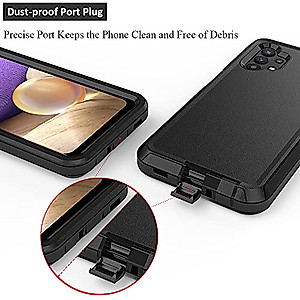 TENCO Compatible with Samsung Galaxy A32 5G Case,with Screen Protectors,Heavy Duty Rugged Shockproof Full Body Protection Kickstand Case Belt Clip Holster for 5G(Black), SM-A326B, SM-A326BDS