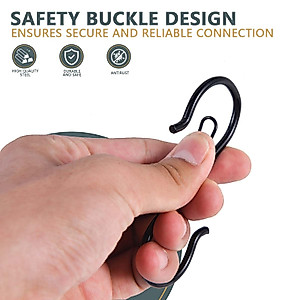 WSSROGY 15 Pcs S Hooks Hangers with Safety Buckle 3.6 inch Closet Hooks Fence Hooks for Hanging Plants, Kitchenware