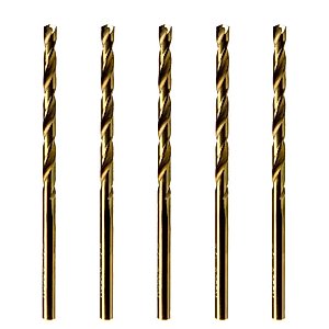 MAXTOOL 3/32" 5pcs Identical Jobber Length Drills HSS M42 Twist Drill Bits 8% Cobalt Fully Ground Golden Straight Shank Drills; JBF42G10R06P5
