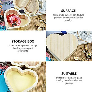 Ciieeo 2pcs Unfinished Heart Shape Storage Box Unpainted Wooden Storage Box Heart Shaped Wood Craft Organizer Box for Jewelry Gift on Valentines Day