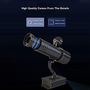 AHWZ 25W LED Custom Image GOBO Logo Projector Light with Gyrating Function& Manual Zoom&Focus Customized Gobos,Black,Indoor