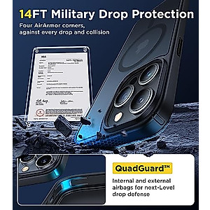 Humixx for iPhone 15 Pro Max Case Magnetic,[14 FT Drop Protection] [Compatible with Magsafe] Translucent Matte Back Slim Shakeproof Protective15 Pro Max Phone Case 6.7'', Black Titanium