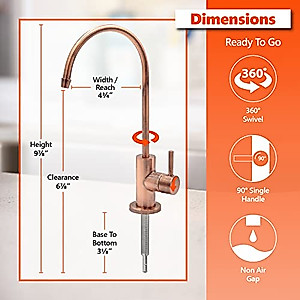 Express Water Modern Water Filter Faucet – Brushed Copper Faucet – 100% Lead-Free Drinking Water Faucet – Compatible with Reverse Osmosis Water Filtration Systems