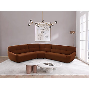 113'' Modular Sectional Sofa, Sherpa Lamb Fabric Original Design L Shaped Couch, 5 Seat Modern Corner Sofa with 3 Pillow for Living Room, Villa, Office (113''-Dark Orange)