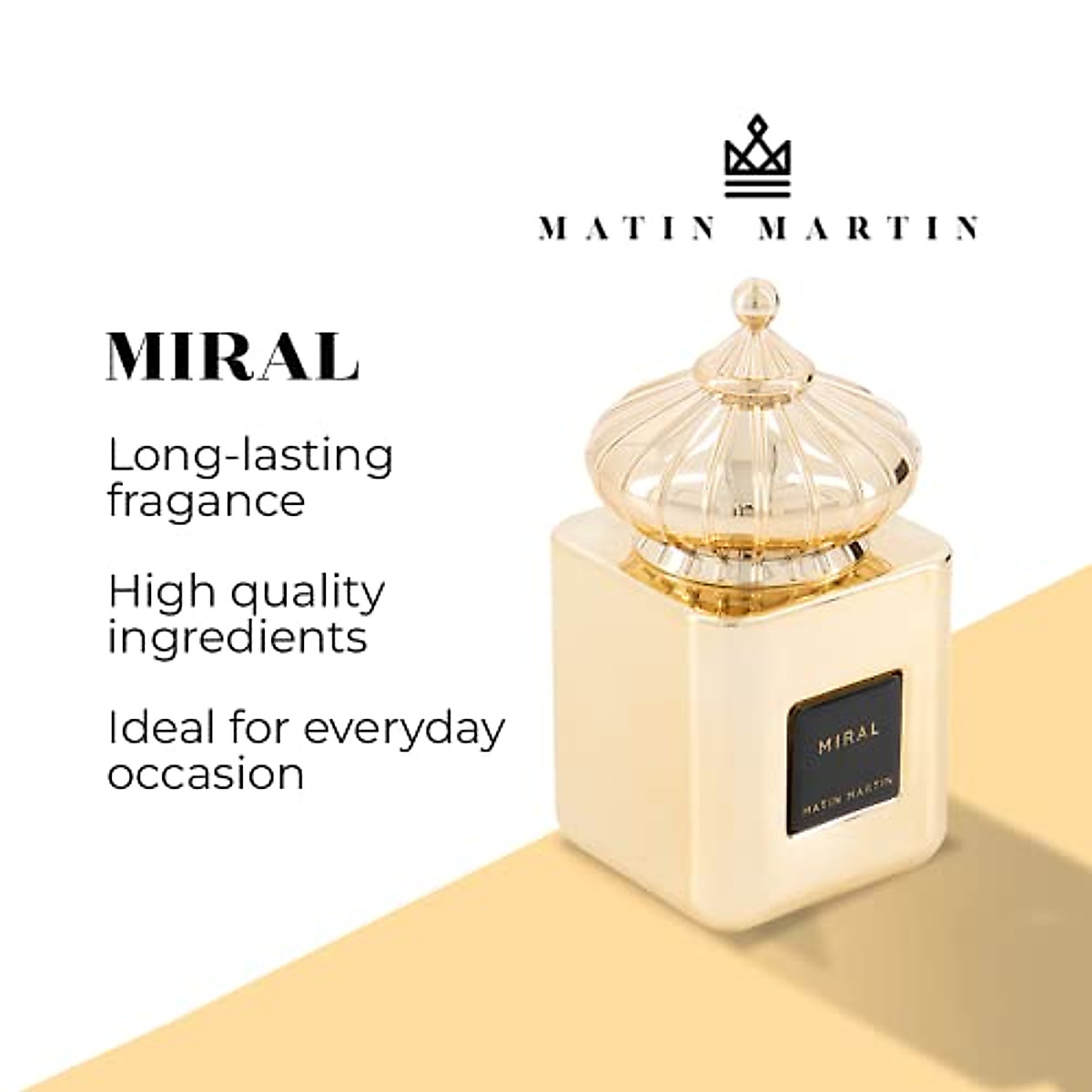 MATIN MARTIN Miral - Oriental Women Perfume - Arabian Perfume for Women with Pear, Jasmine, Tonka - Long-Lasting, Travel Size Womens Perfume - 3.4 oz