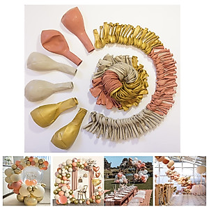 156pcs Dusty Pink Sand White Gold Balloon Garland Kit Arch, 5''/12''/18'' Different Sizes Retro Dusty Rose Blush Latex Balloons For Wedding Engagement Baby&Bridal Shower Birthday Party Decoration