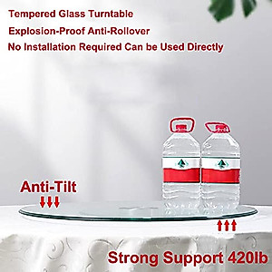 Glass Clear Rotating Serving Plate, 20"/50cmTransparent Lazy Susan Turntable For Kitchen Dining Table, 47"/120cm Large Rotating Tray With Aluminum Alloy Bearing (Size : 60cm/24Inch)