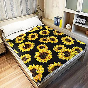 YISUMEI Sunflower Blanket One Sided Print Throw Blanket Soft Warm Fluffy Lightweight for Baby Gift 50"x60"