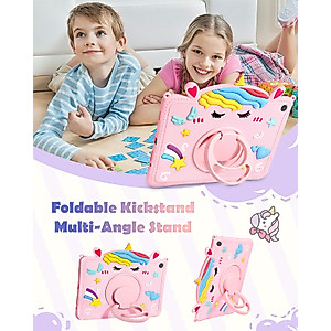 Gurgitat for Galaxy Tab A8 Cases - with Pen Holder Cute Cartoon Unicorn Silicone Cover with Rotating Stand & Strap Girly Teens Girls for Samsung Galaxy Tablet A8 10.5" Cases