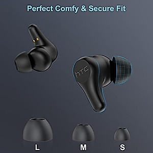HTC True Wireless Earbuds Plus - ANC, Active Noise Cancellation IPX5 Water Resistant Bluetooth 5.0 with ENC, Stereo in-Ear Touch Control Earbuds
