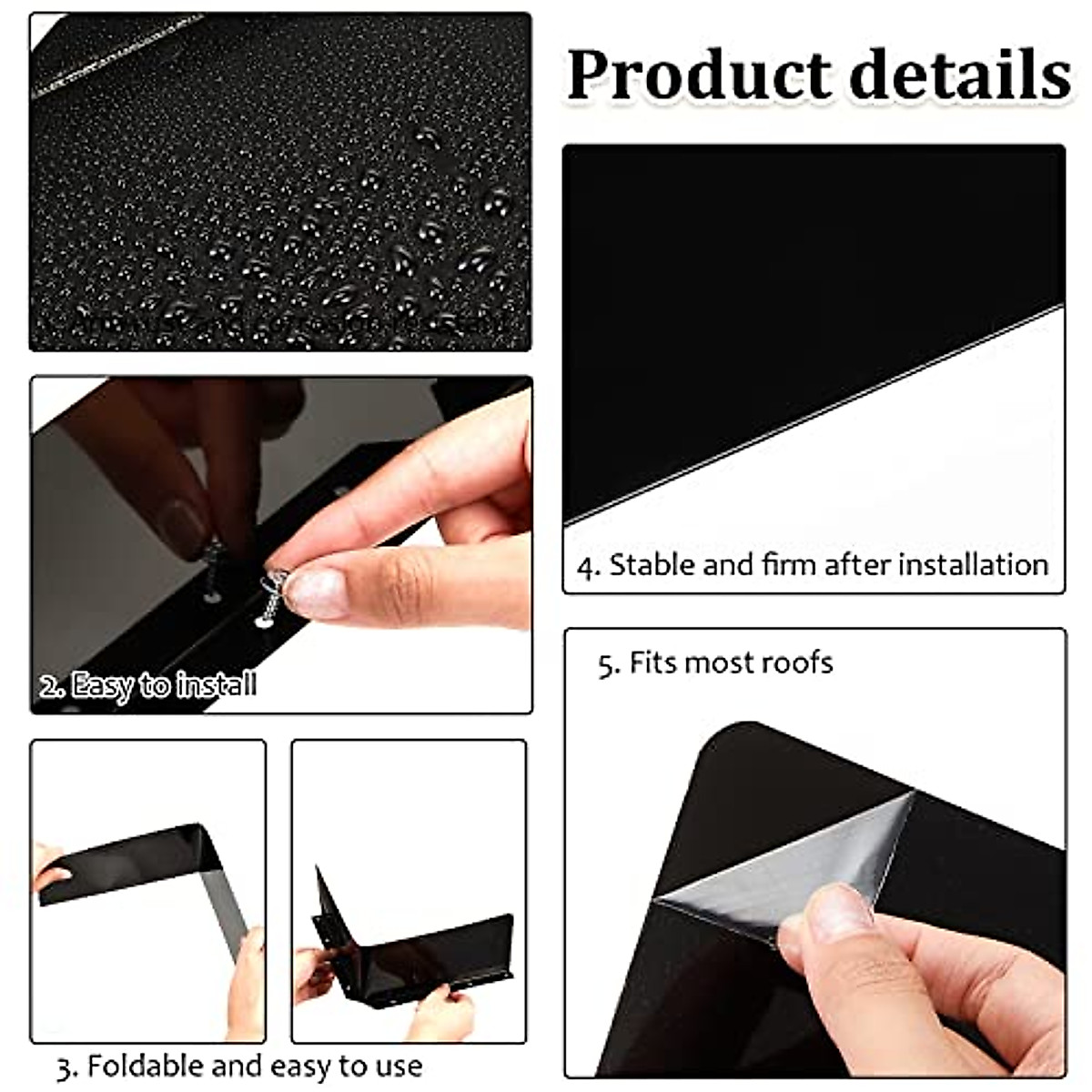 2 Pcs Gutter Valley Splash Guards Downspout Diverter Roof Rain Diverter Roofing Gutter Guards with 20 Screws Gutters for House Residential Flat Shingle Roofs Corner (Black, Bent Style)