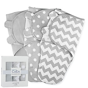 Comfy Cubs Swaddle Blanket Baby Girl Boy Easy Adjustable 3 Pack Infant Sleep Sack Wrap Newborn Babies (Small 0-3 Months, Grey)