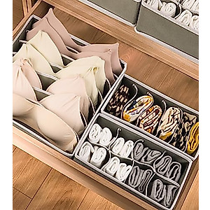 8 Pack Dresser Drawer Organizer Clothes, Foldable Underwear Drawer Organizer Bins, 90 Cells Fabric Closet Cloth Storage Box Drawer Dividers for Socks, Ties, Bras, Baby Clothes, Nursery, Clothing