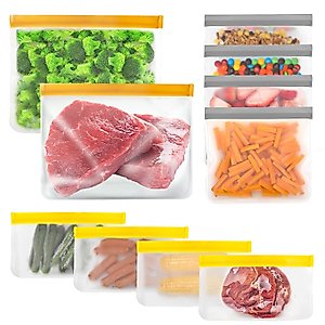 10PCS Reusable Silicone Food Storage Bags Freezer Bags for Sandwiches,2large bags silicone bags reusable storage,4 Reusable silicone bag Sandwich Bags,4Reusable silicone ziplock bags Snack Bags