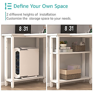 Lufeiya White L Shaped Computer Desk with Drawers & Storage Shelves, 47 Inch Corner Desk with Power Outlet for Home Office Bedroom, L-Shaped Teen PC Desks with Fabric Drawer, White